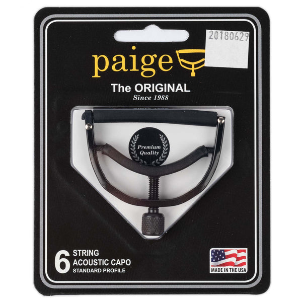 PAIGE 6-STRING GUITAR CAPO- STANDARD PROFILE- BLACK | Stang Guitars
