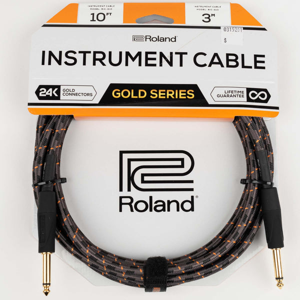 ROLAND INSTRUMENT CABLE BLACK SERIES - 10’ STRAIGHT/STRAIGHT 1/4” JACK ...