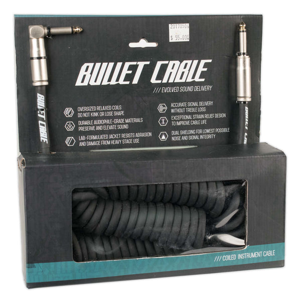 BULLET CABLE 15 COIL CABLE BLACK STRAIGHT/90 CONNECTORS | Stang Guitars
