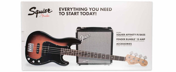 SQUIER AFFINITY SERIES PRECISION BASS PJ/RUMBLE 15 PACK, BROWN SUNBURS ...